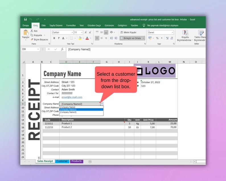 Advanced Receipt Template, Excel, Google Sheets, Convertible PDF ...