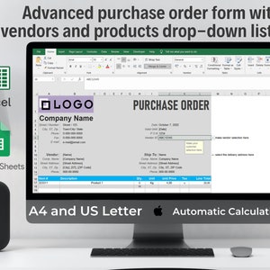 Advanced Purchase Order Form Template Google Sheets MS - Etsy