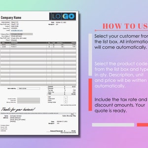 Advanced Invoice and Receipt Template, Selected From Customers and Products List Box, Excel and ...