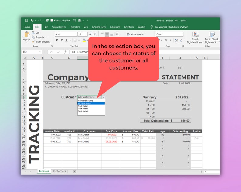 Invoice and Invoice Tracker, Set of 2 Small Business Bundle, Google Sheets, Microsoft Excel ...