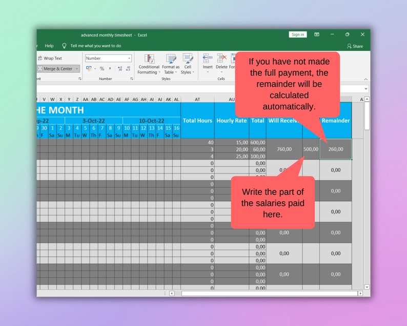 Monthly Time Employee Chart, Salary Calculator, Employee Work Schedule ...