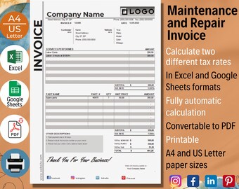 Labor and Invoice Excel - Etsy