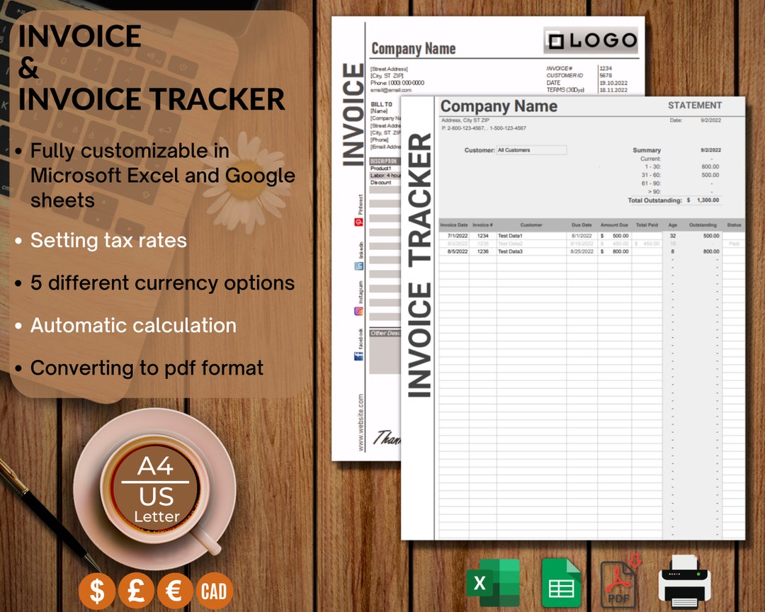 Invoice and Invoice Tracker Set of 2 Small Business Bundle - Etsy