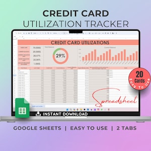Credit Card Utilization, Google Sheets, Credit Card Tracker ...