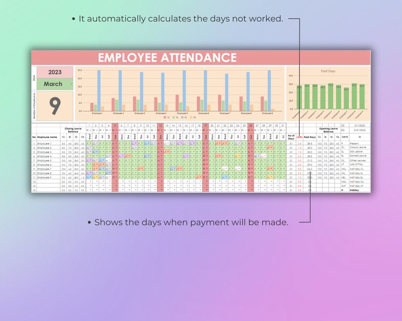 Employee Attendance Tracker: Google Sheets Template (digital Download ...