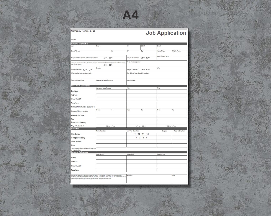 Job Application Template, Google Sheets, Microsoft Excel, PDF, Employee ...