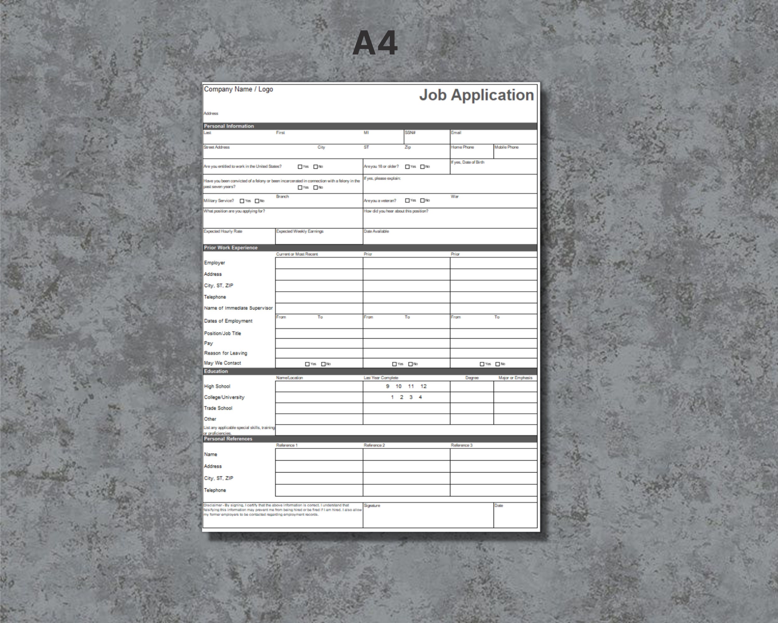 Job Application Template, Google Sheets, Microsoft Excel, PDF, Employee ...