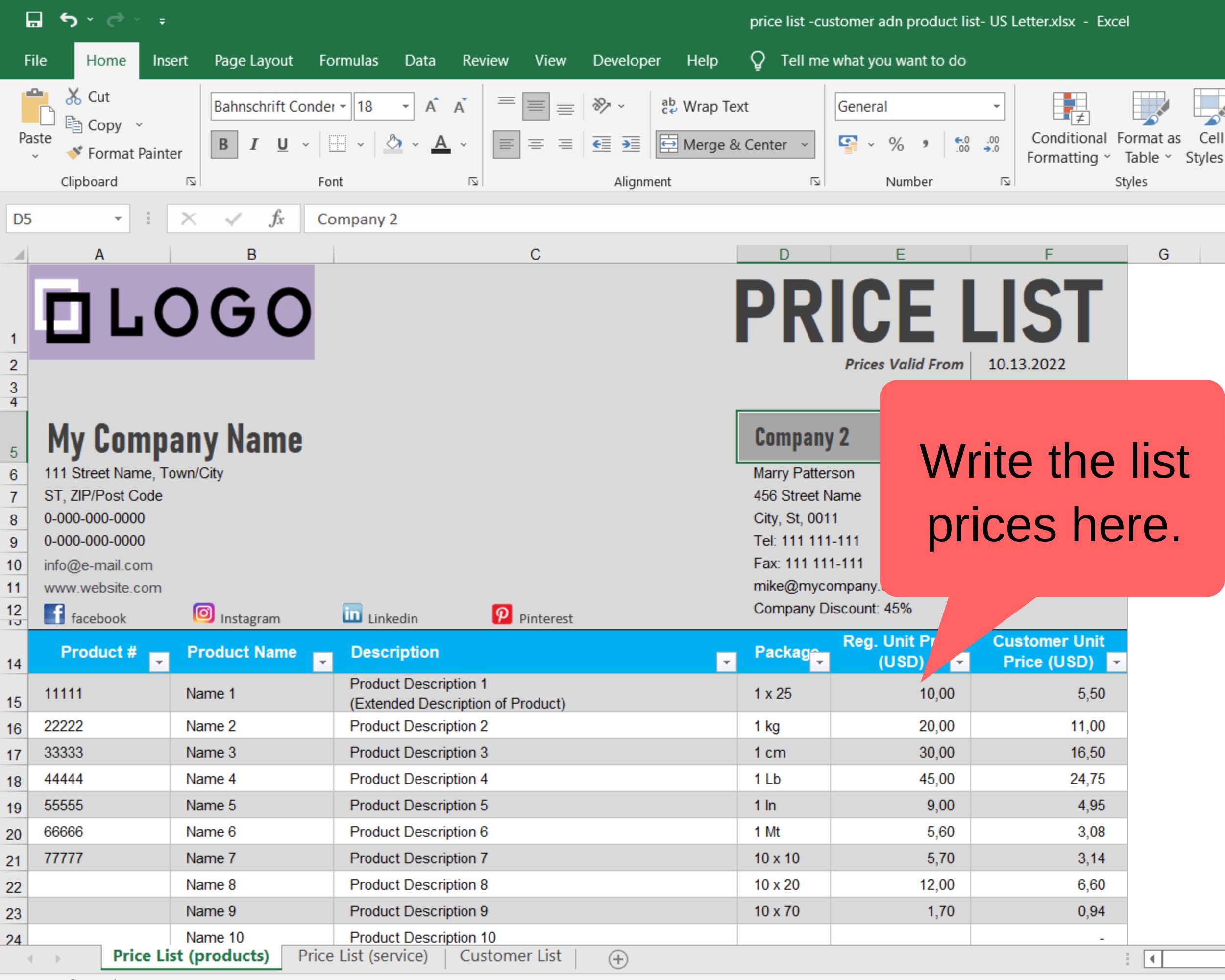 Advanced Price List Template Excel Google Sheets PDF - Etsy