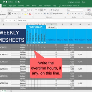 Weekly Time Employee Chart, Employee Work Schedule, Staff Planner ...