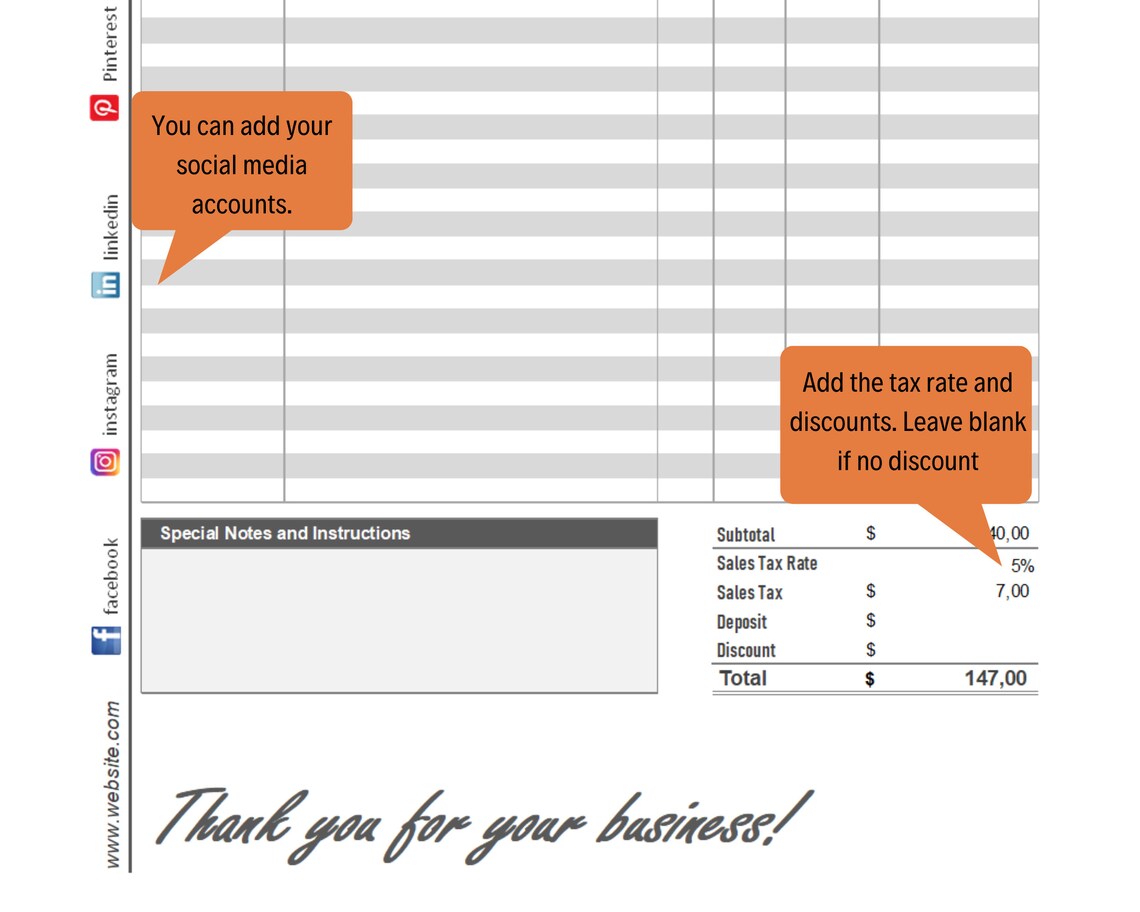 Advanced Invoice Template Selected From Customers and - Etsy