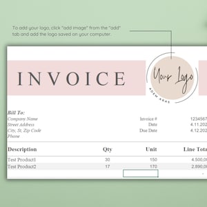 Modern Business Invoice Template: Customizable, Printable (excel, PDF ...