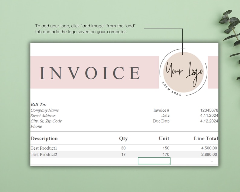 Modern Business Invoice Template: Customizable, Printable (excel, PDF ...