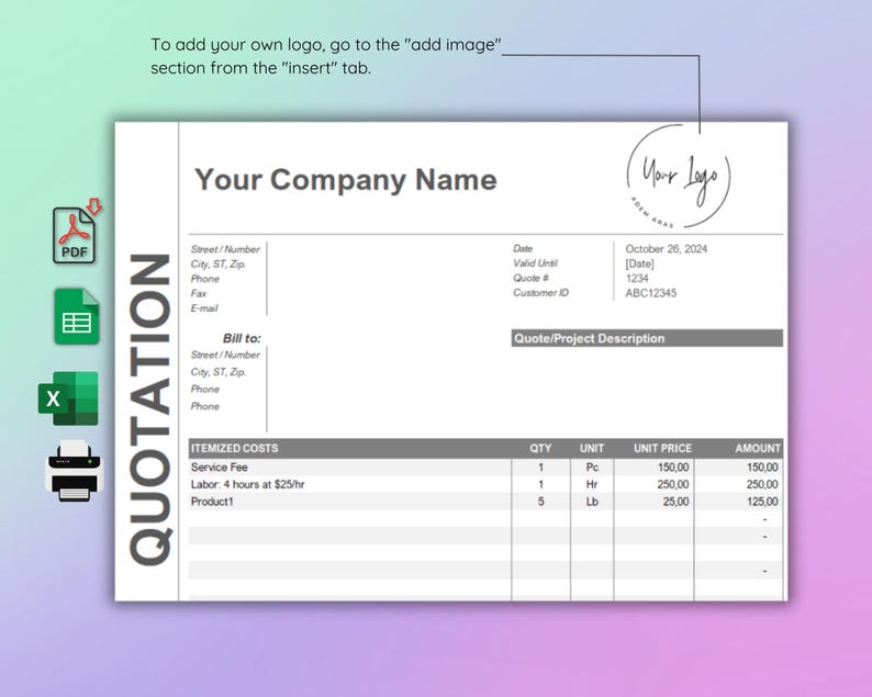 Editable Quote Template: Professional Sales Proposal (digital Download ...