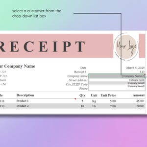 Advanced Payment Receipt Template | Excel & Google Sheets | Printable ...