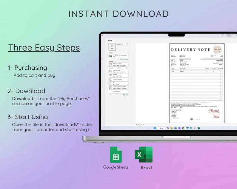 Advanced Delivery Note Template, Packing Slip, Google Sheets, MS Excel ...