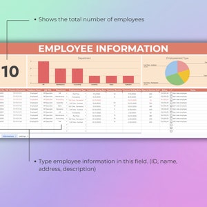 HR Employee Dashboard Template, Employee Information for Google Sheets ...