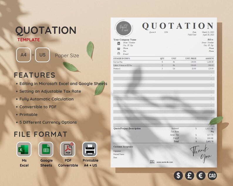 Small Business Template Bundle: Invoice, Receipt, Quote (excel, Google ...