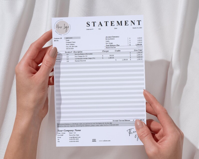 Customer Account Statement Template: Excel & Google Sheets (digital ...