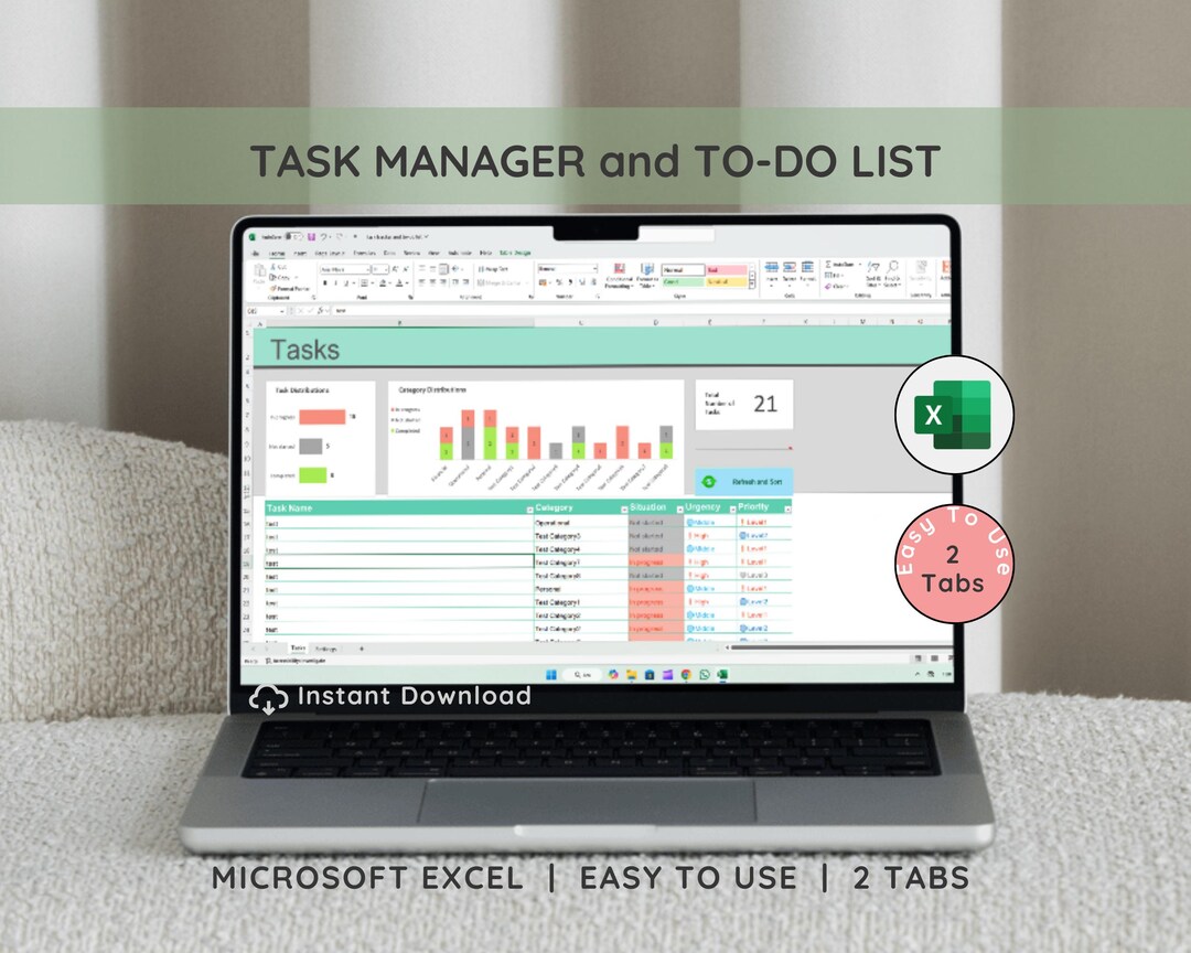 Task Manager Microsoft Excel, Daily Schedule, Daily Work Planner, To-do ...