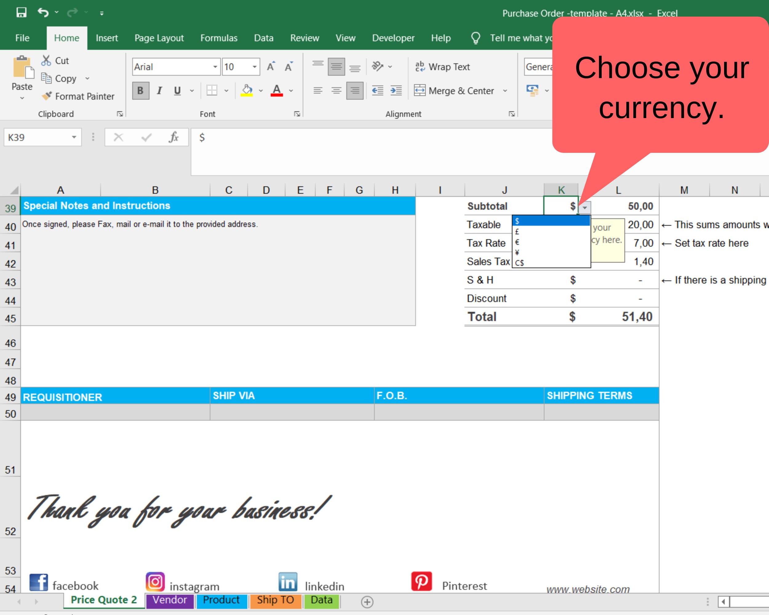 Advanced Purchase Order Form Template Google Sheets MS - Etsy