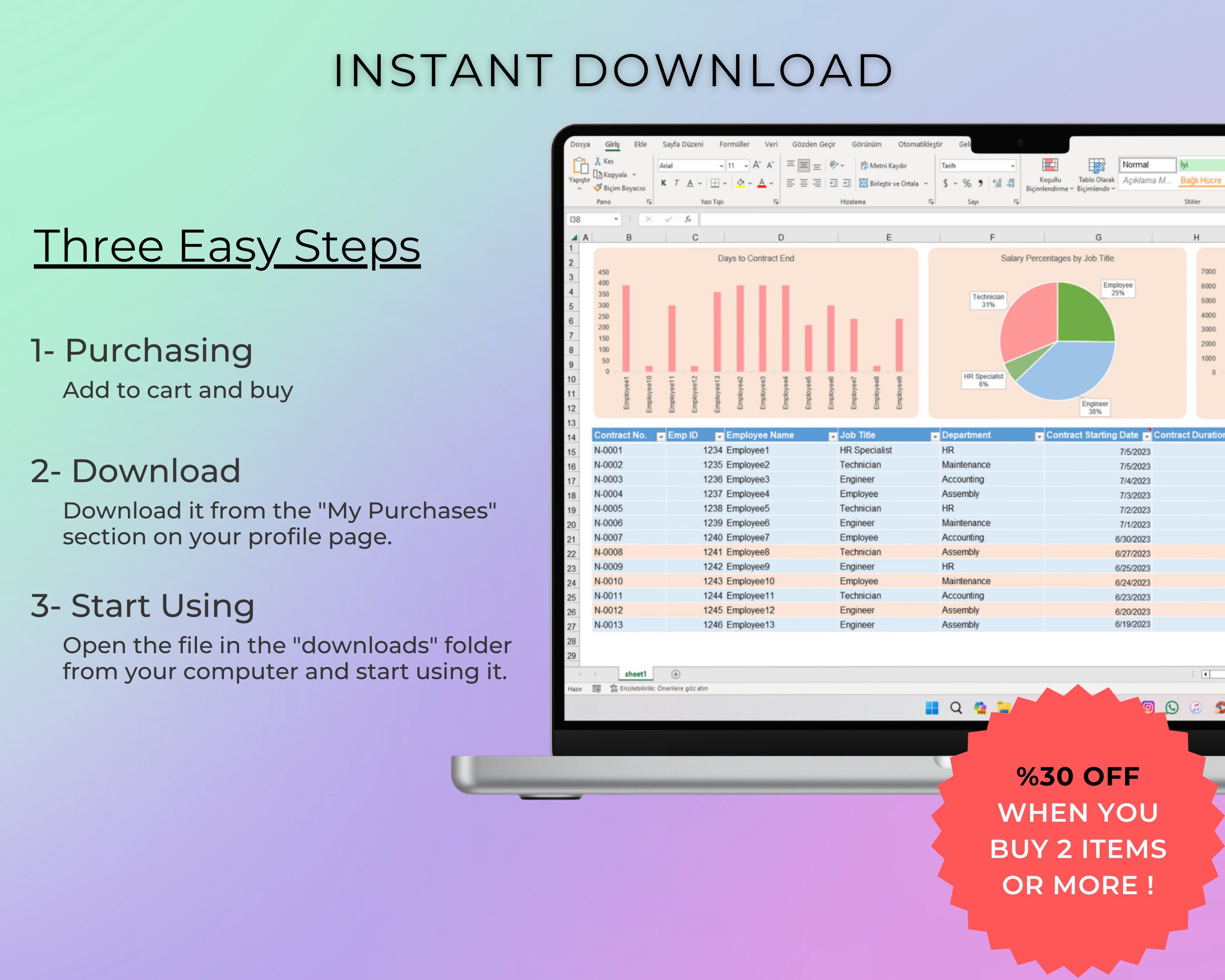 HR Employee Dashboard Template, Excel Templates, HR Employee Data ...