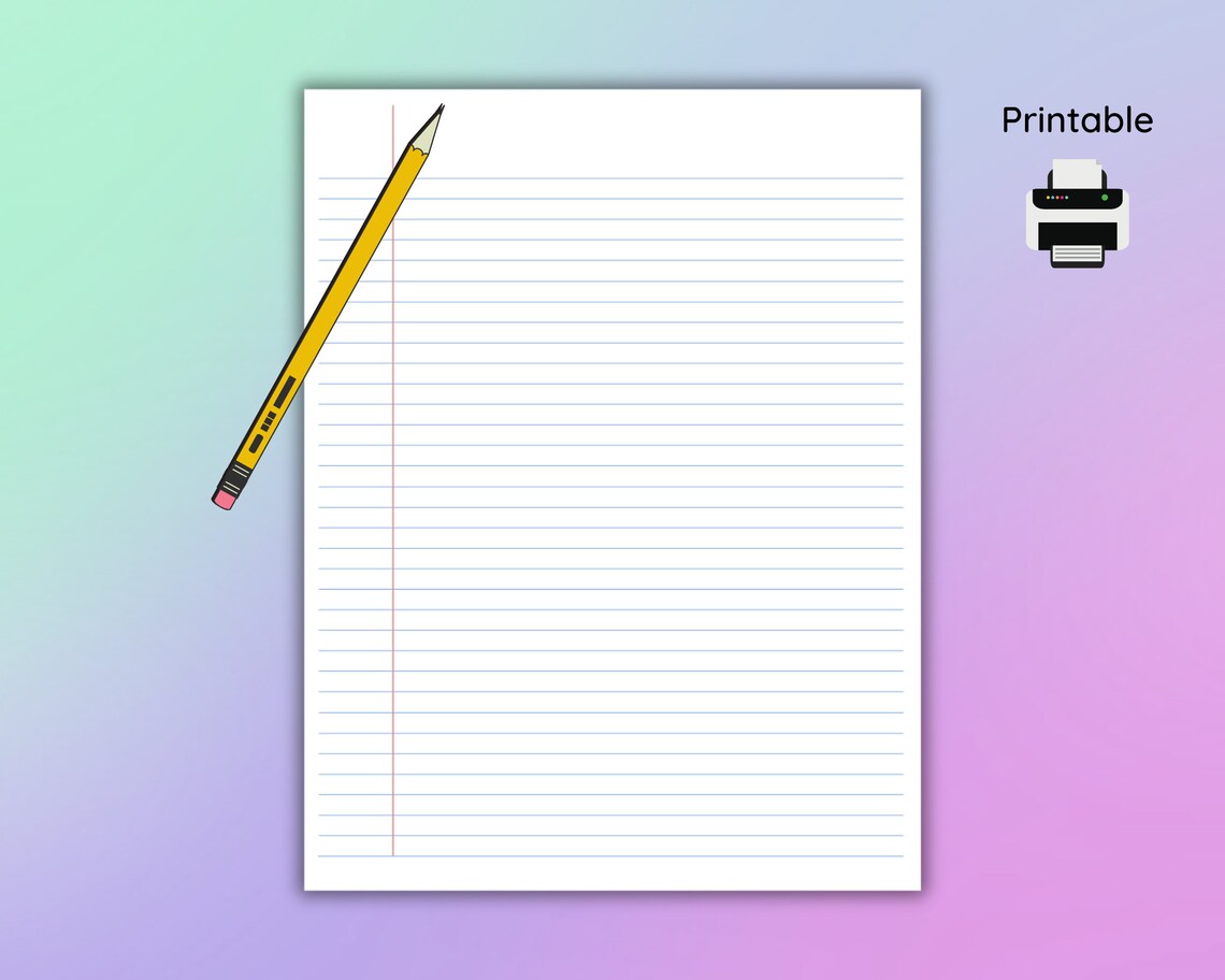 Printable Lined Paper, College Ruled, A4, US Letter, PDF, Microsoft ...