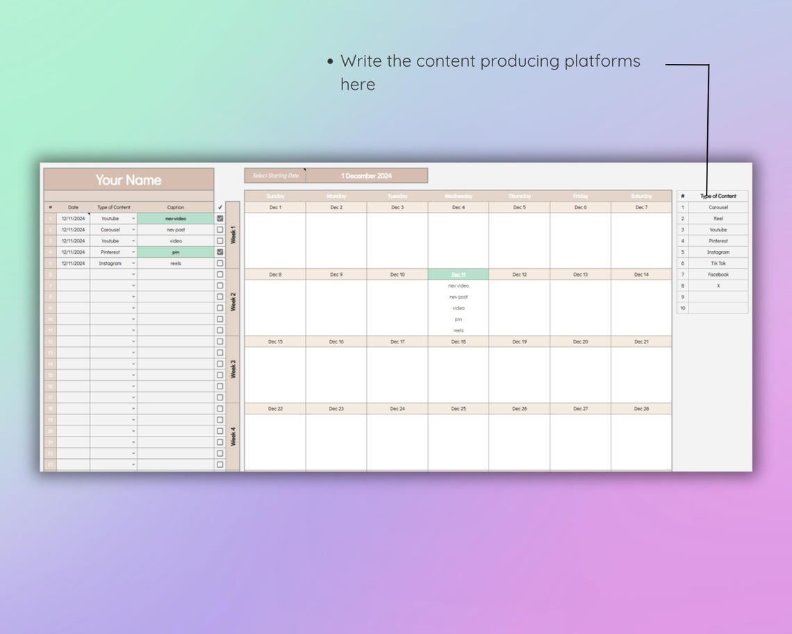 Interactive Content Calendar & Task List Template | Google Sheets ...