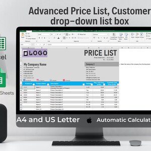 Advanced Price List Template Excel Google Sheets PDF - Etsy