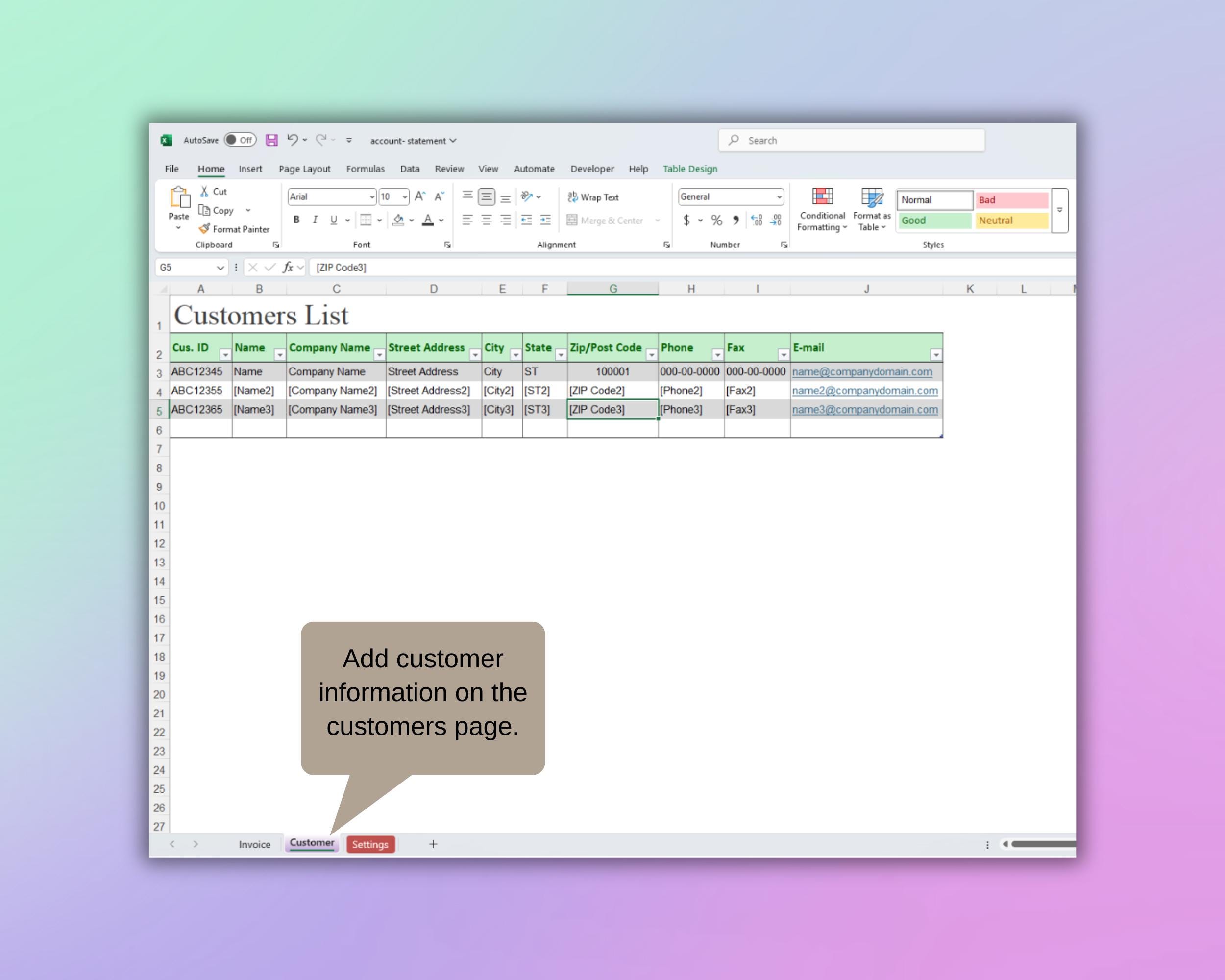 Customer Account Statement Template: Excel & Google Sheets (digital ...
