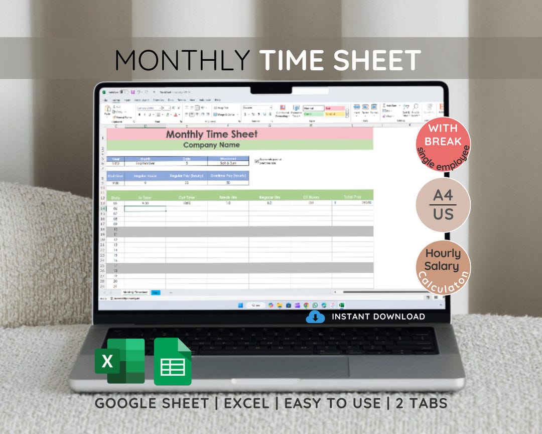 Monthly Timesheets, Employee Table, With Break, Salary Calculator ...