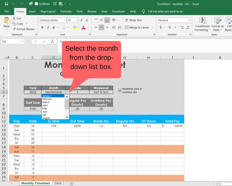 Monthly Timesheets, Employee Table, With Break, Salary Calculator ...