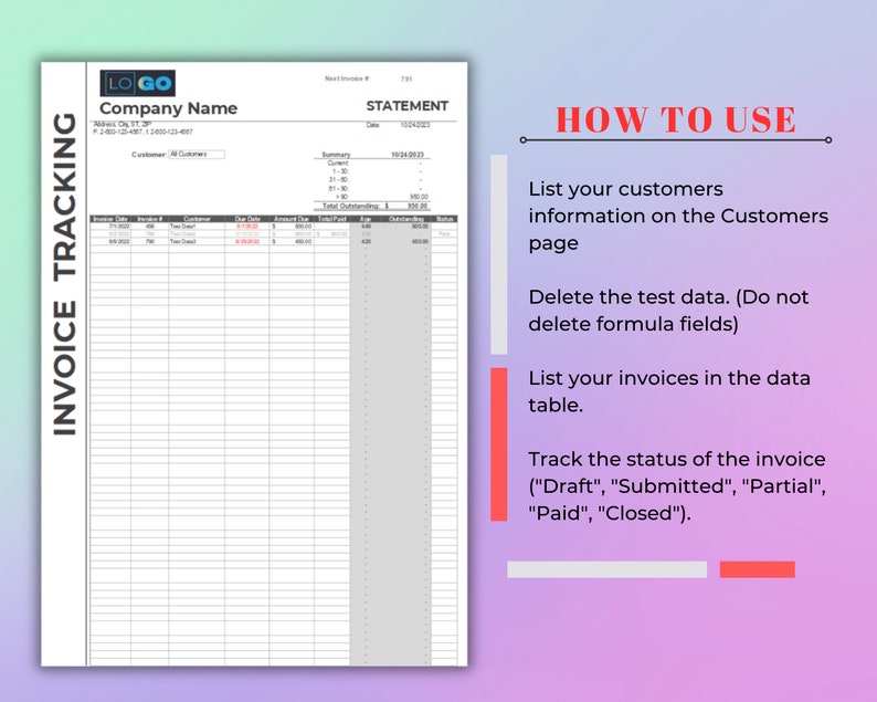Invoice and Invoice Tracker, Set of 2 Small Business Bundle, Google ...
