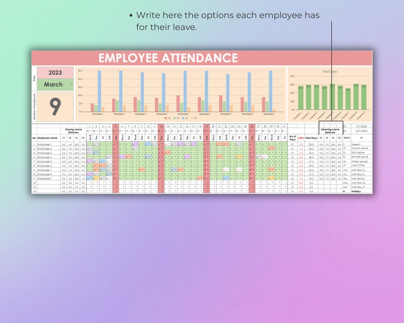 Google Sheets Attendance Tracker, Employee Leave Template, Attendace ...