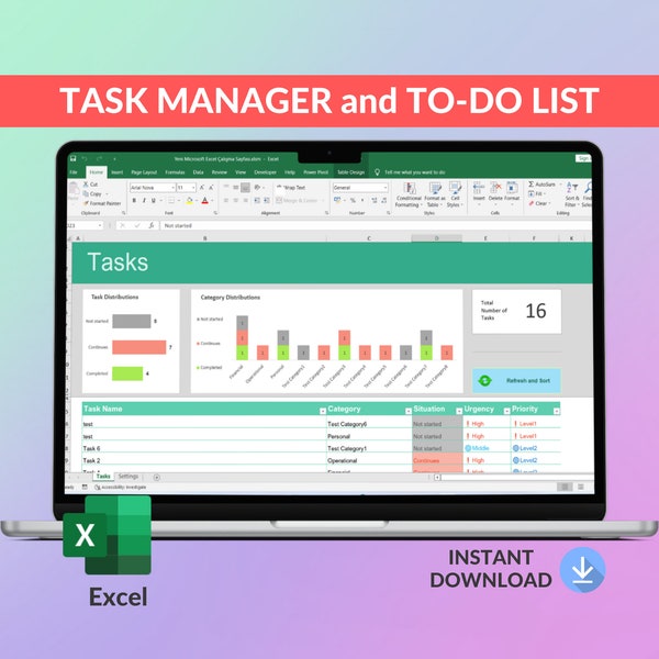 Microsoft Excel Task Manager - Etsy