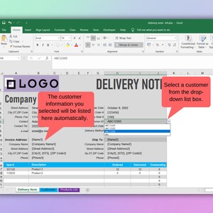 Advanced Delivery Note Template, Packing Slip, Google Sheets, MS Excel ...