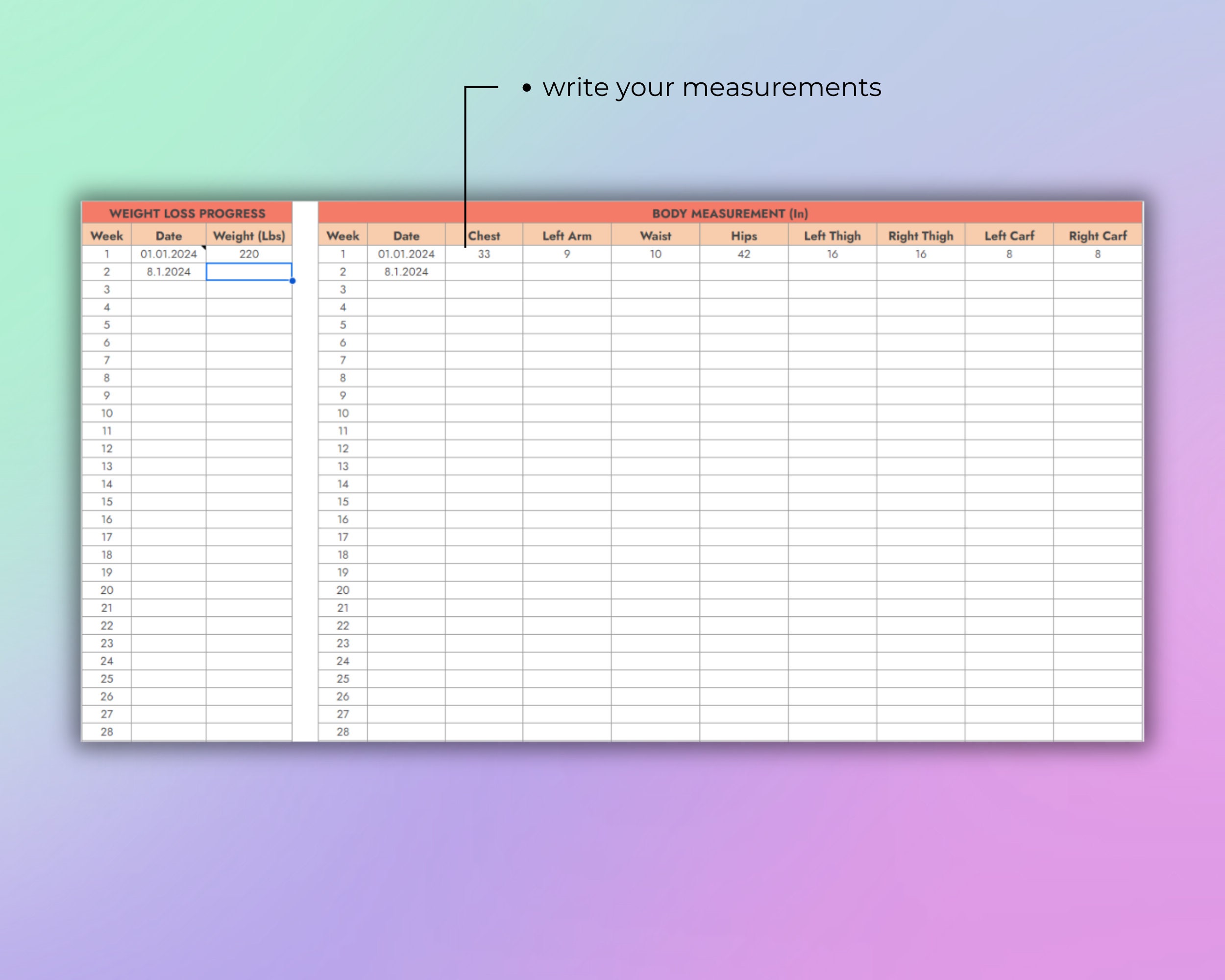 Weight Loss Tracker: Google Sheets Progress Spreadsheet (digital ...