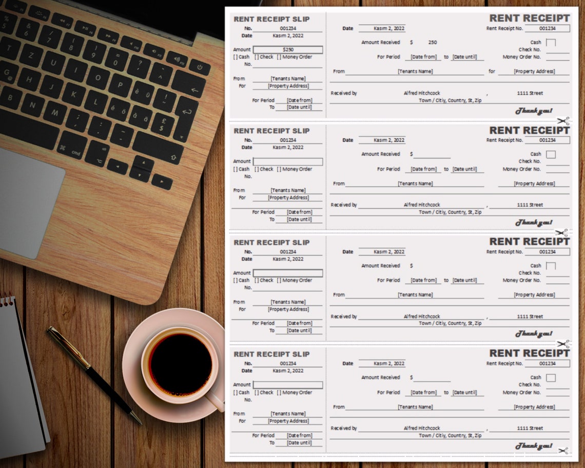 Rental Receipt Template Excel Google Sheets PDF Receipt - Etsy