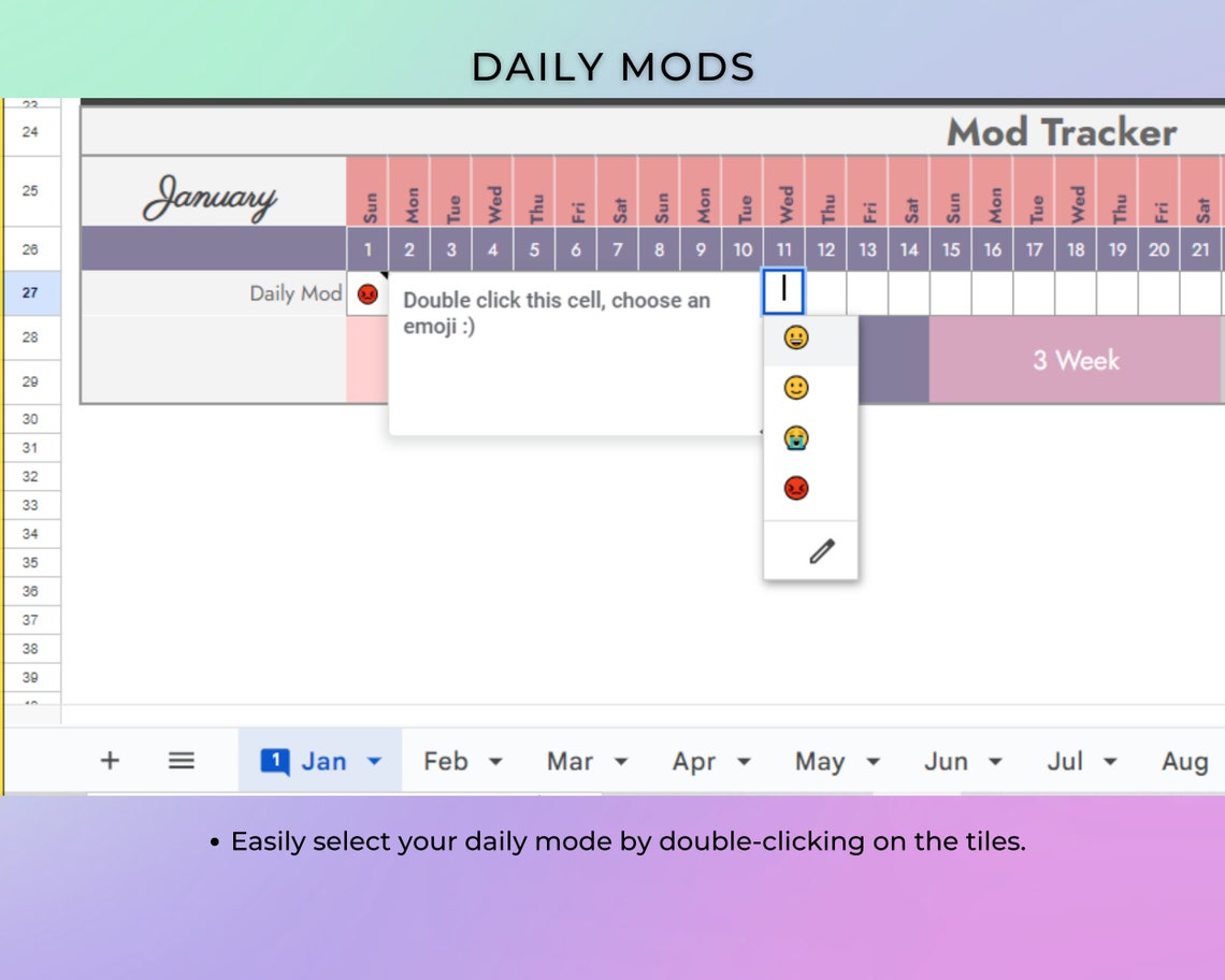 Habit Tracker Spreadsheet Google Sheets Daily Weekly Monthly Habit ...