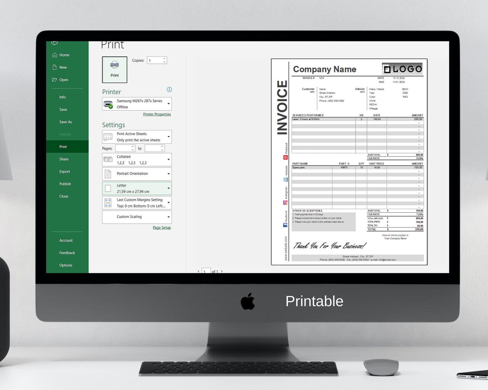 Computer Maintenance and Repair Invoice Template Excel - Etsy