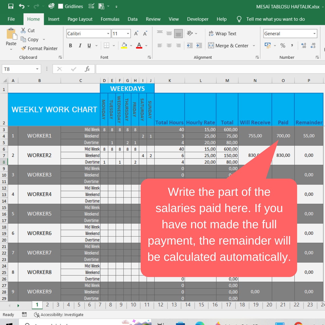 Weekly Time Employee Chart Employee Work Schedule Staff - Etsy