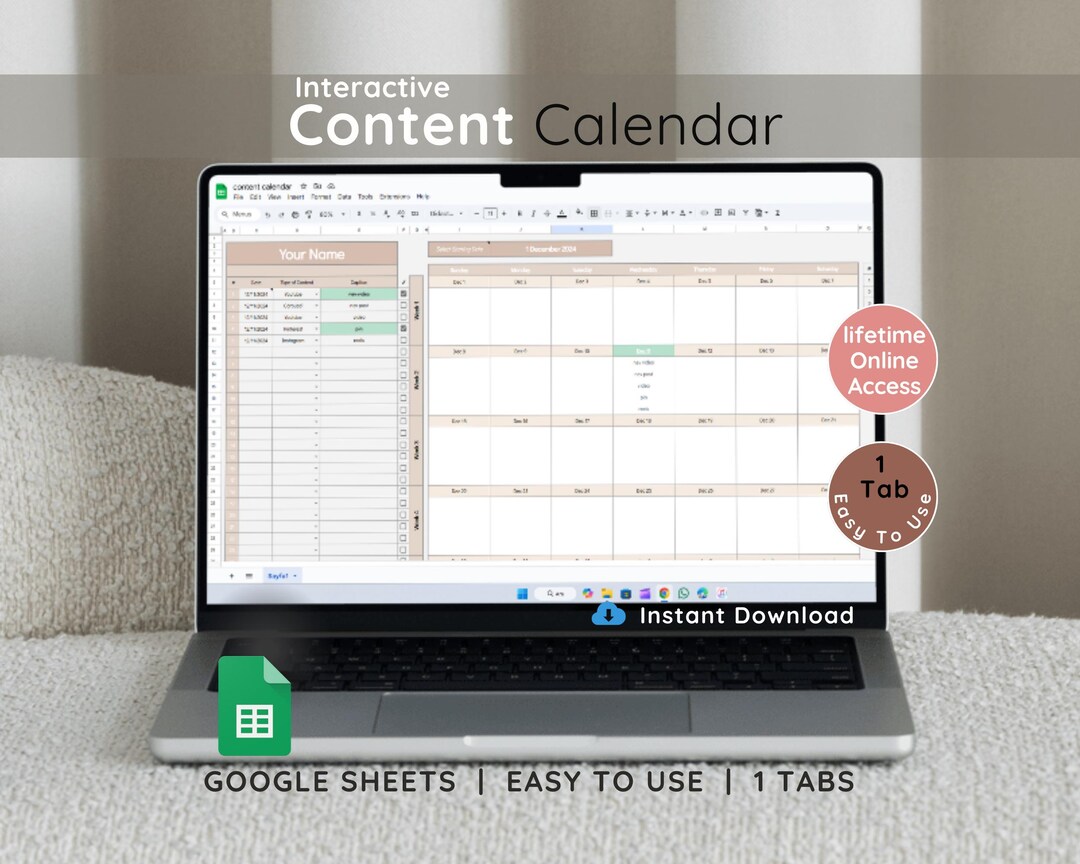 Interactive Content Calendar & Task List Template | Google Sheets ...