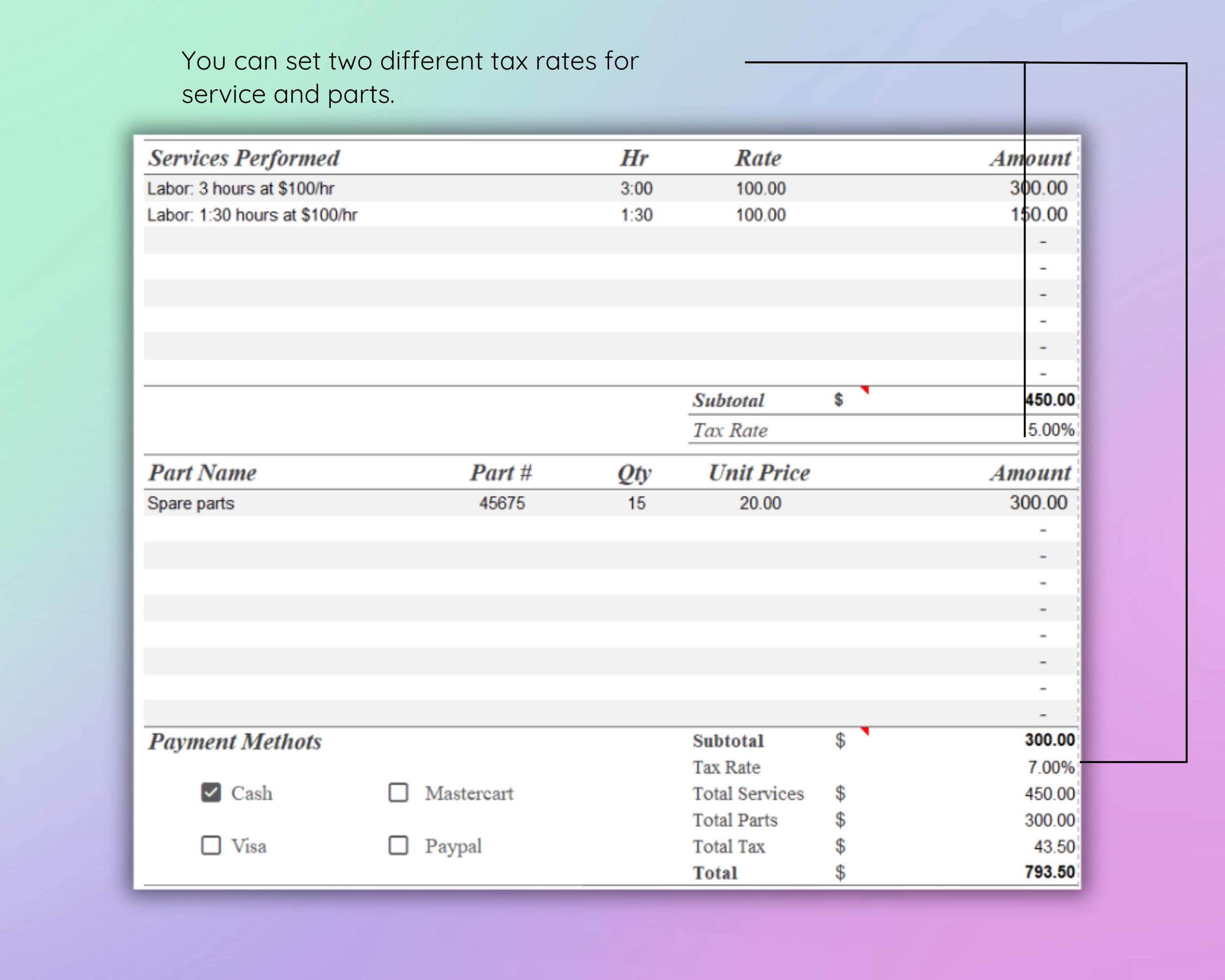 Computer Repair Invoice Template | Editable Excel & Google Sheets | Automatic Calculations | A4 ...