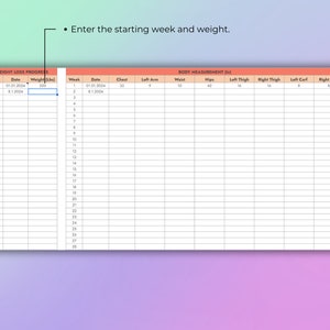 Weight Loss Tracker, Google Sheets, Weight Loss Progress Spreadsheet ...