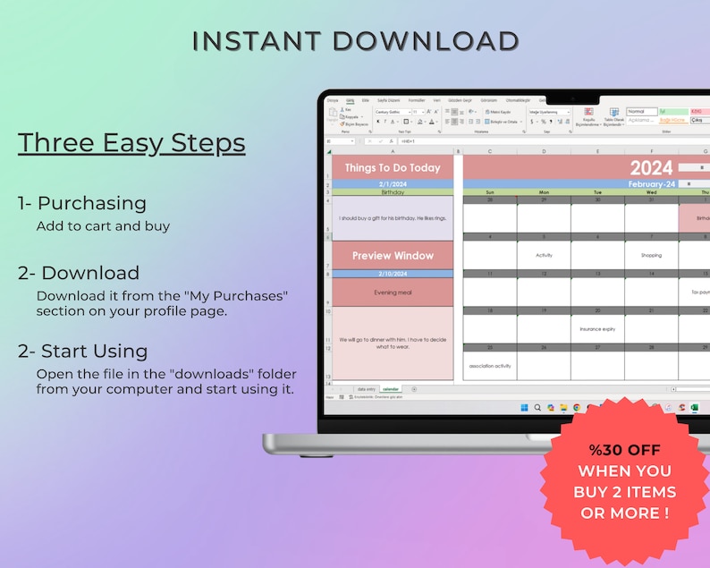 To-do List & Smart Calendar Excel Template Task Tracker Excel Digital ...