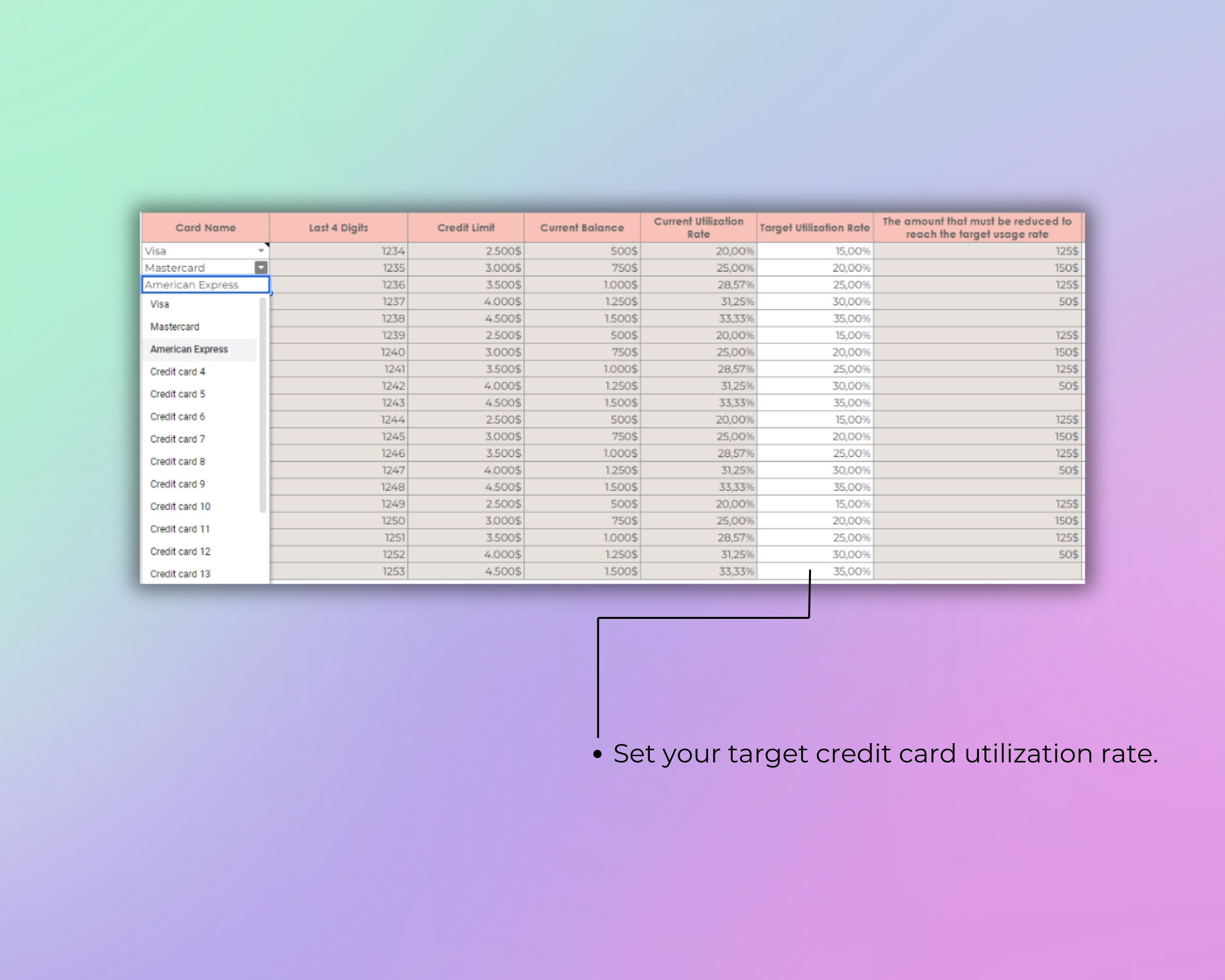 Credit Card Utilization, Google Sheets, Credit Card Tracker ... Credit Card Utilization, Google Sheets, Credit Card Tracker ...