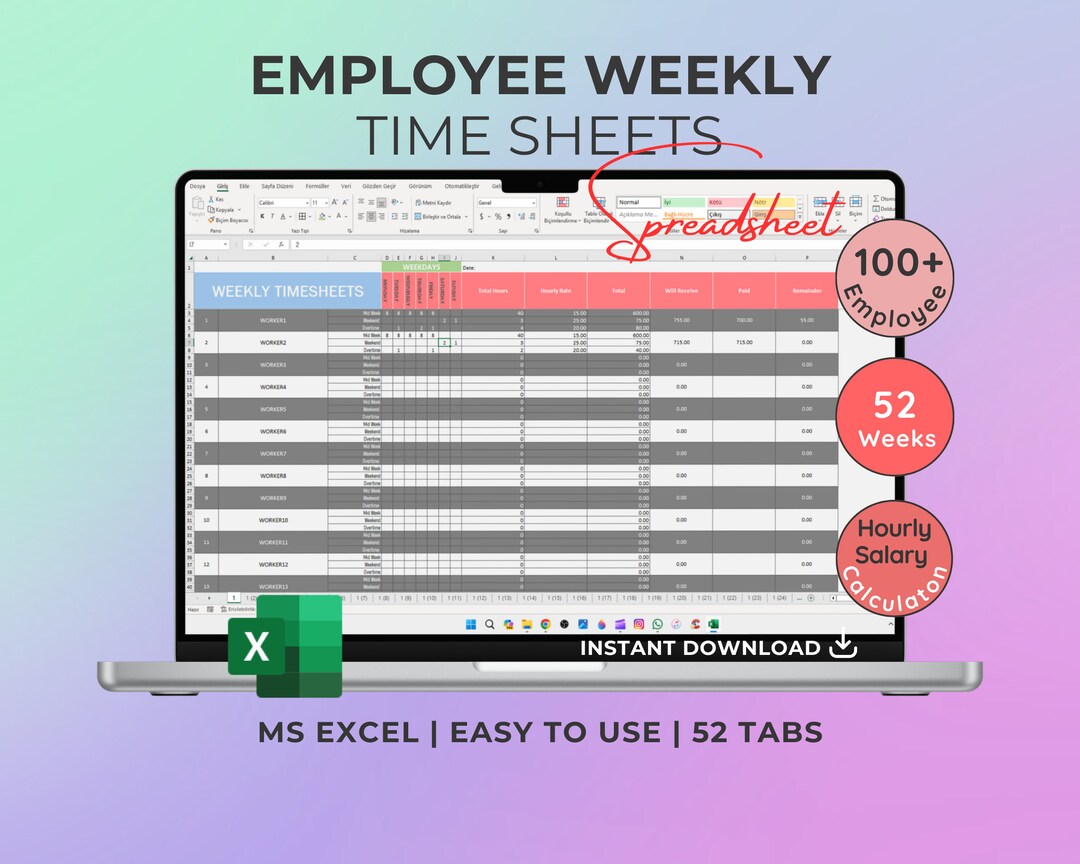 Weekly Time Employee Chart, Employee Work Schedule, Staff Planner ...