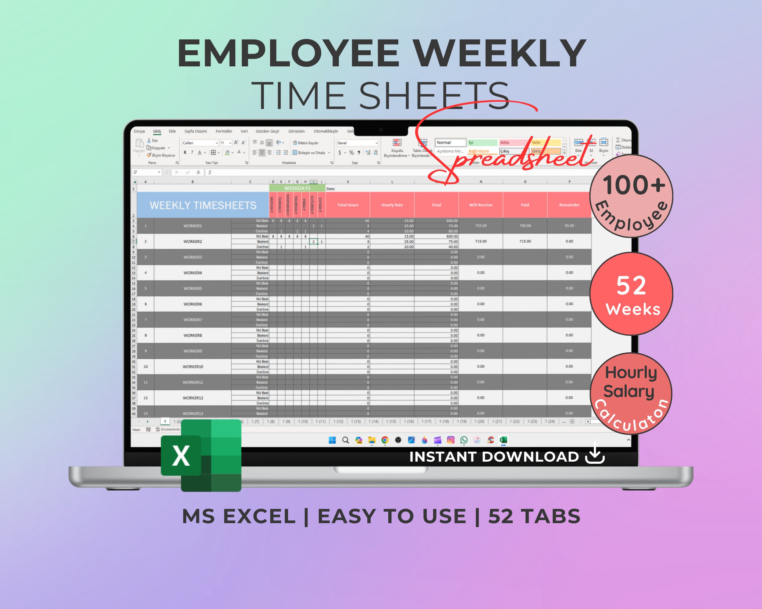 Weekly Time Employee Chart, Employee Work Schedule, Staff Planner ...