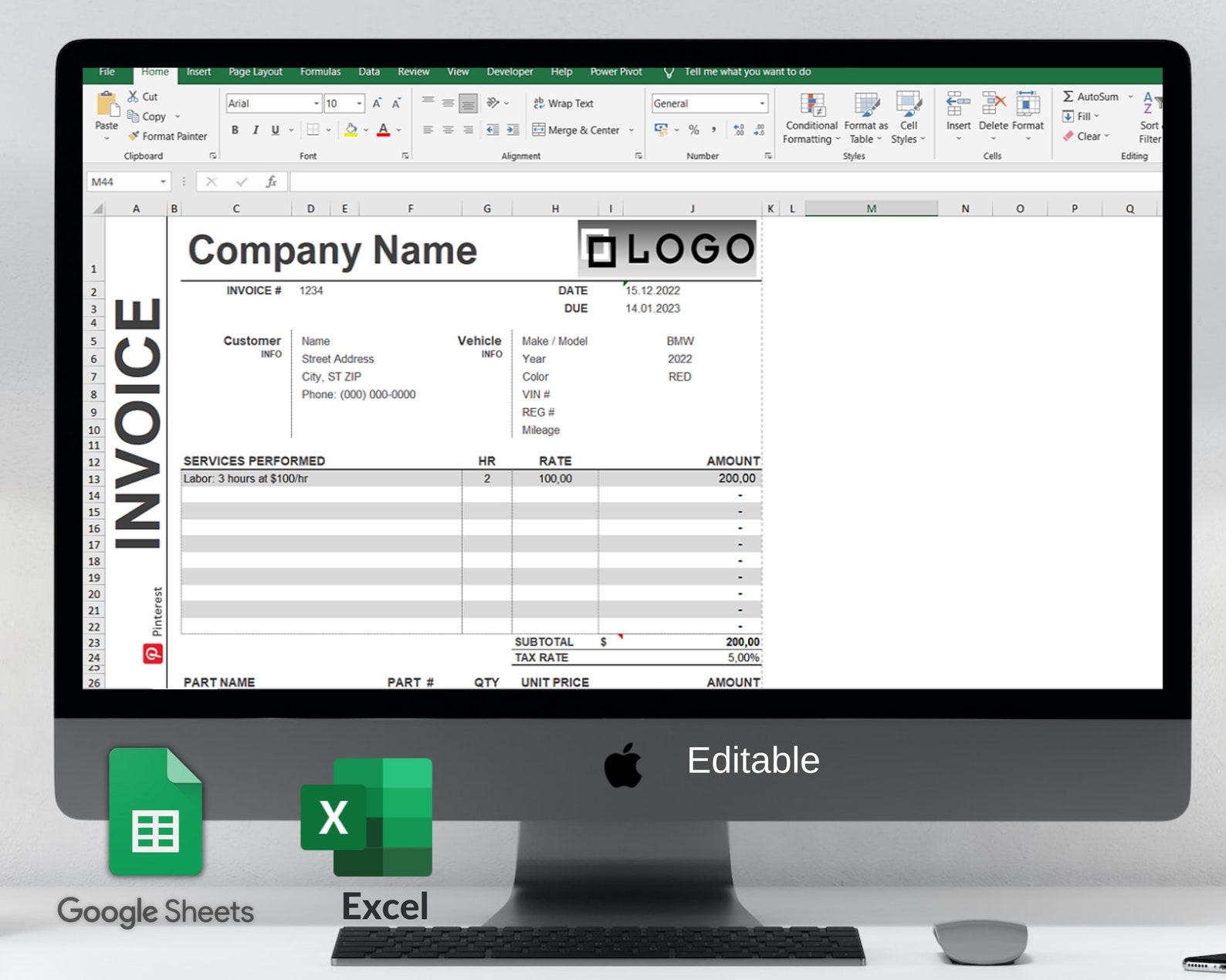 Computer Maintenance and Repair Invoice Template, Excel, Google Sheets ...