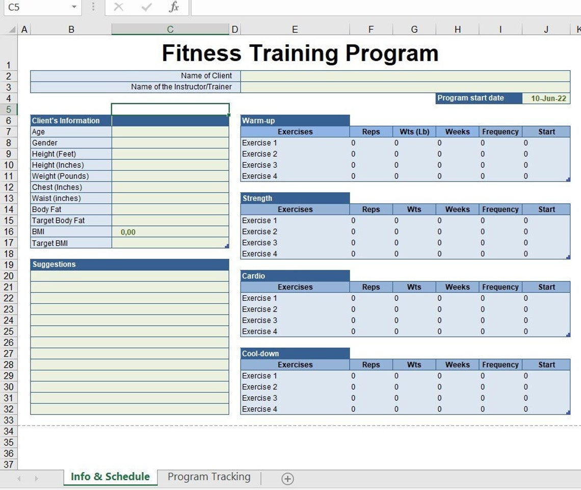 Fitness Workout Tracker Spreadsheet Template Exercise Log - Etsy