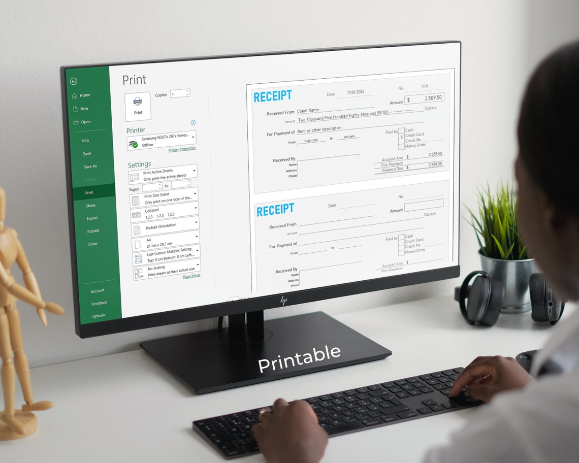 Receipt Template Excel and Google Sheets Convertible PDF - Etsy